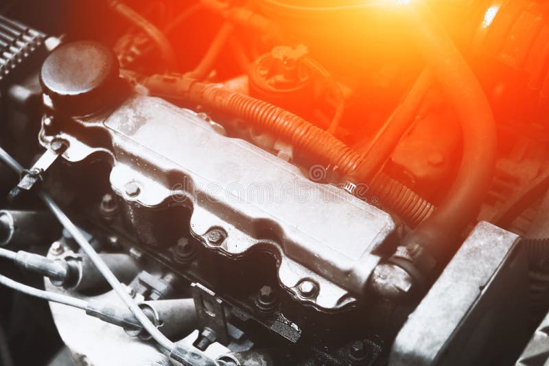 Car Engine Engine Compartment in the Car Stock Image - Image of motor ...