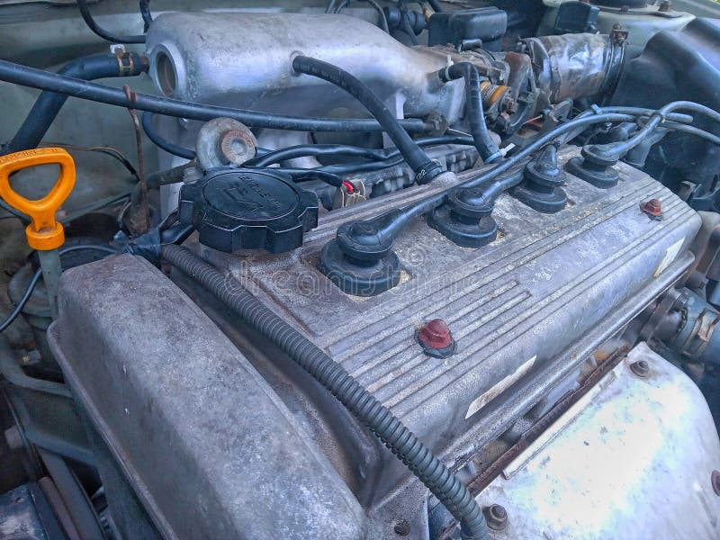 Car Engine Components that Look Old and Dirty Stock Photo - Image of ...