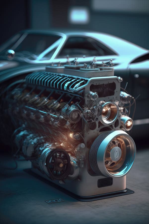 Car Engine Concept. Metal Vehicle Motor. Stock Illustration ...