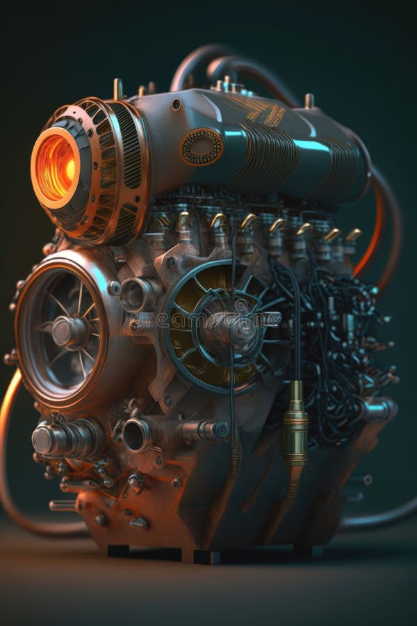 Car Engine Concept. Metal Vehicle Motor. Stock Illustration ...