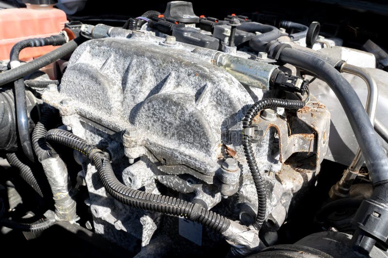 Car Engine Covered with Corrosion after Exposure To Water Stock Photo ...