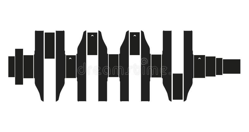 Car Engine Crank Shaft, Black Vector Illustration Stock Vector ...