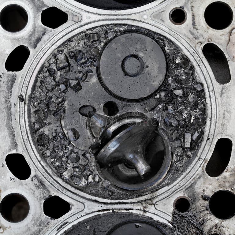Broken valve in car engine stock photo. Image of objects - 102028998