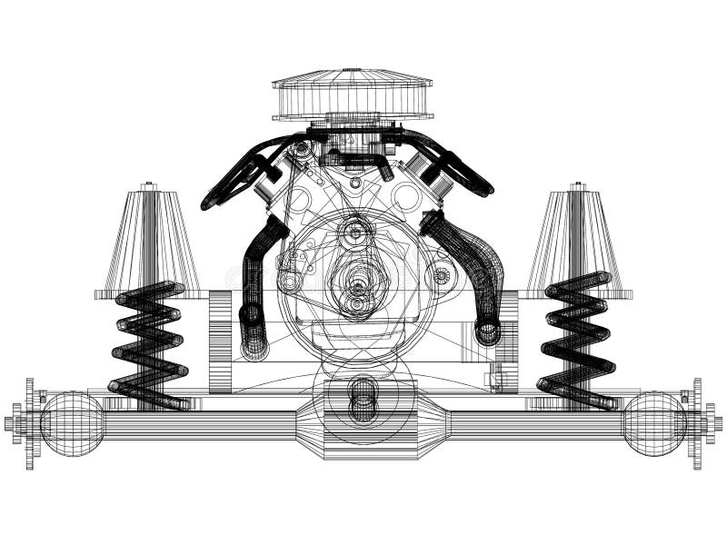 Car Engine Design Architect Blueprint - Isolated Stock Illustration ...