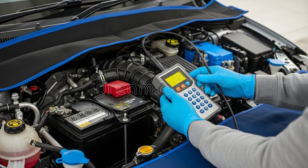 Car Engine Diagnostic Test stock illustration. Illustration of emission ...