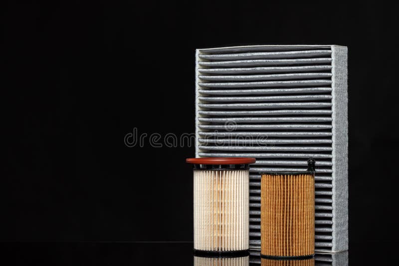 Car Engine Filter on Dark Background, Close Up. Stock Image - Image of ...
