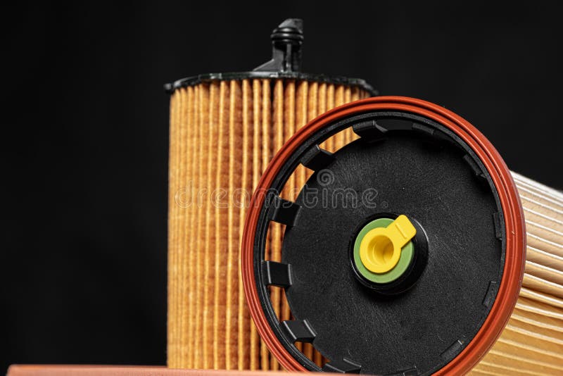 Car Engine Filter on Dark Background, Close Up. Stock Photo - Image of ...