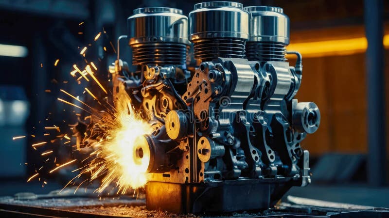 Car Engine on Fire. Close-up Stock Illustration - Illustration of flame ...