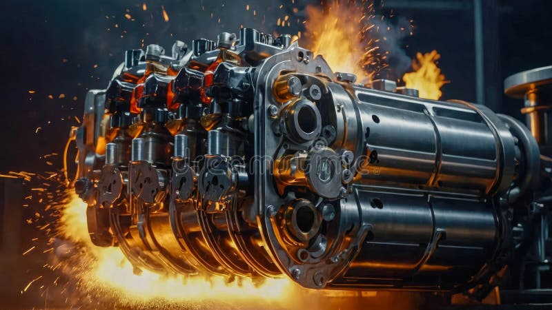 Car Engine on Fire. Close-up Stock Illustration - Illustration of ...
