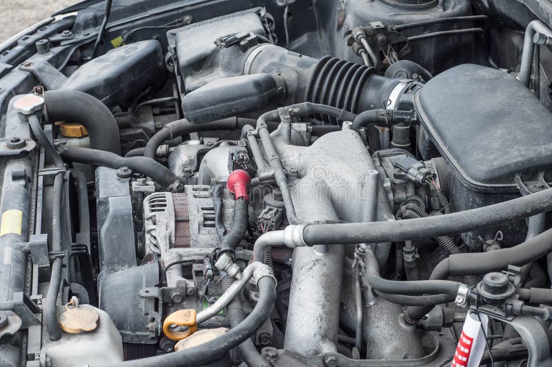 The Device Components of the Car Engine in the Engine Compartment Stock ...