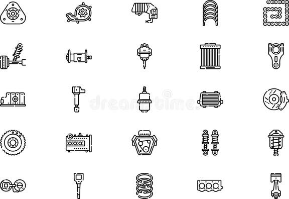 Car Engine Icons Collection is a Vector Illustration with Editable ...