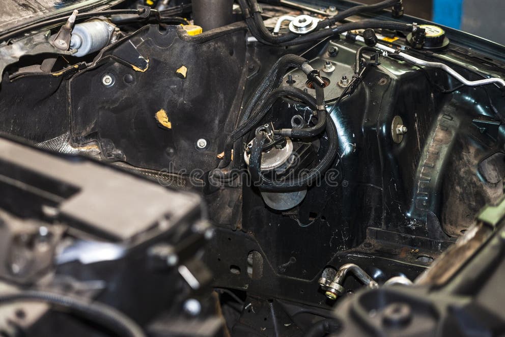 Car without engine stock image. Image of repair, engine - 240445767