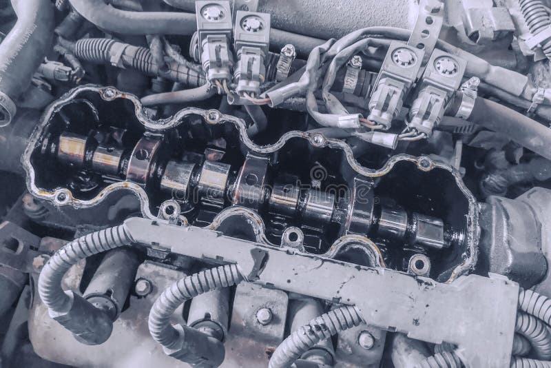 Car Engine Inside View Close Up, Top View of Engine Inside Stock Photo ...