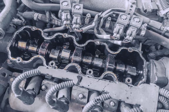 Car Engine Inside View Close Up, Top View of Engine Inside Stock Photo ...