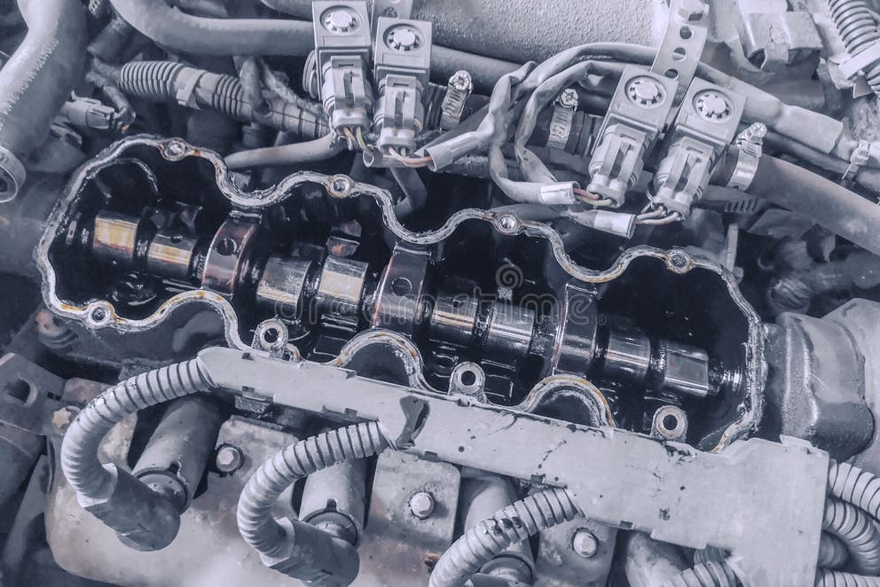 Car Engine Inside View Close Up, Top View of Engine Inside Stock Photo ...