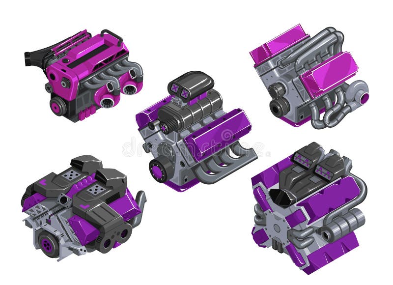 Set of 3D racing engines stock vector. Illustration of cartoon - 245086973