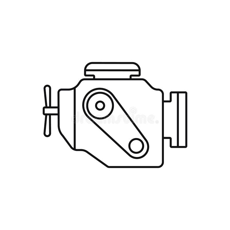 Car Engine Linear Icon. Thin Line Illustration. Motor Stock ...
