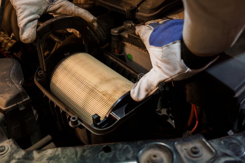 Car Engine Maintenance: Replacing the Air Filter Stock Photo - Image of ...