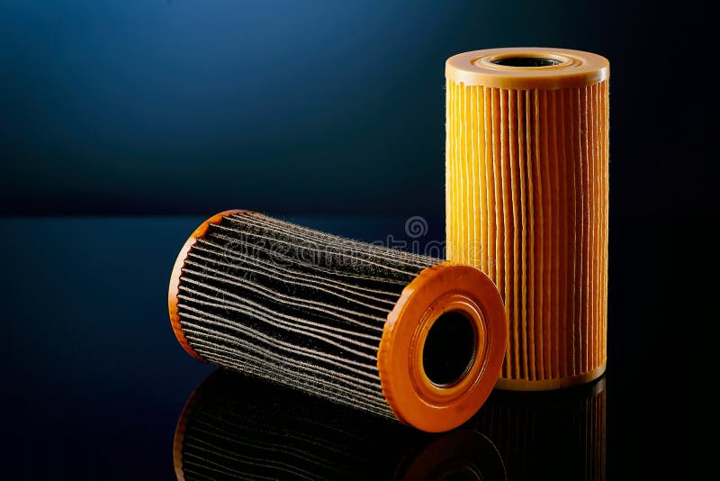 Car Engine Oil Filter on Dark Background Stock Photo - Image of motor ...