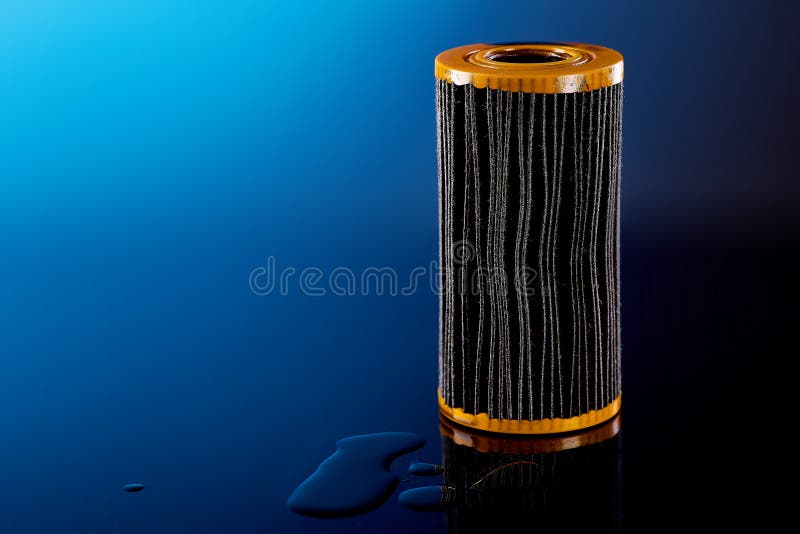 Car Engine Oil Filter on Dark Background Stock Image - Image of ...