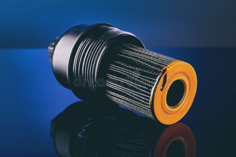 Car Engine Oil Filter on Dark Background Stock Image - Image of filter ...