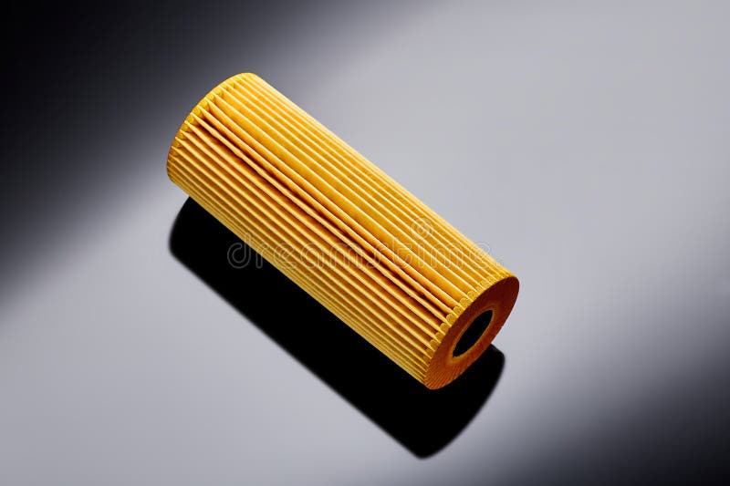 Car Engine Oil Filter on Dark Background Stock Photo - Image of round ...
