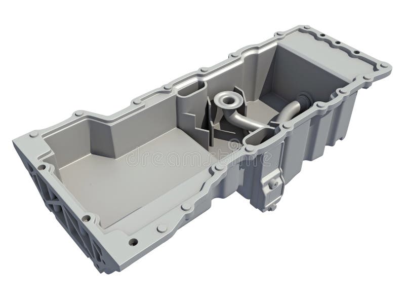 Car Engine Oil Pan Sump 3D Rendering on White Background Stock ...