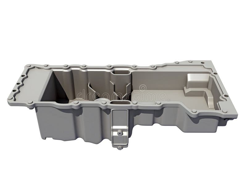 Car Engine Oil Pan Sump 3D Rendering on White Background Stock ...
