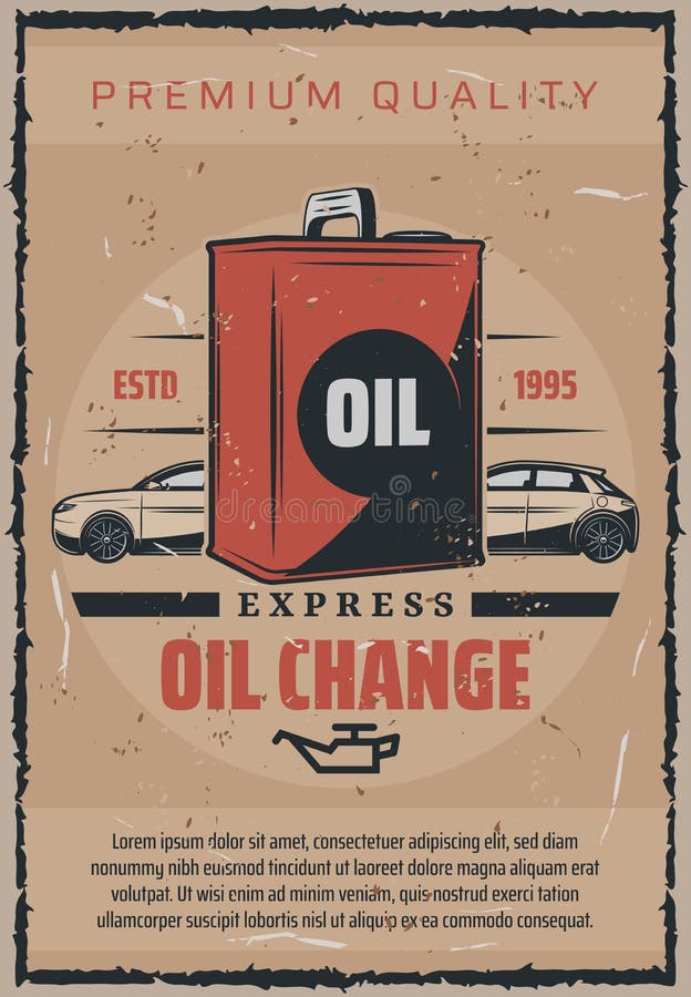 Car Engine Oils Change Express Auto Service Poster Stock Vector ...