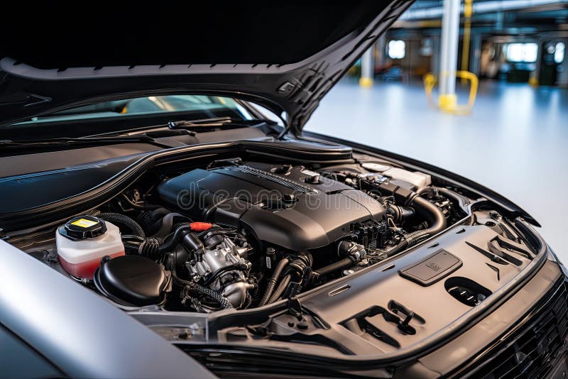 Car Engine is Open and the Hood is Up Stock Photo - Image of motor ...