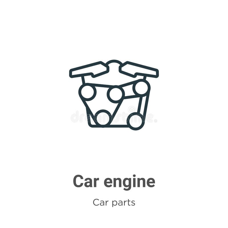 Car Engine Outline Vector Icon. Thin Line Black Car Engine Icon, Flat ...