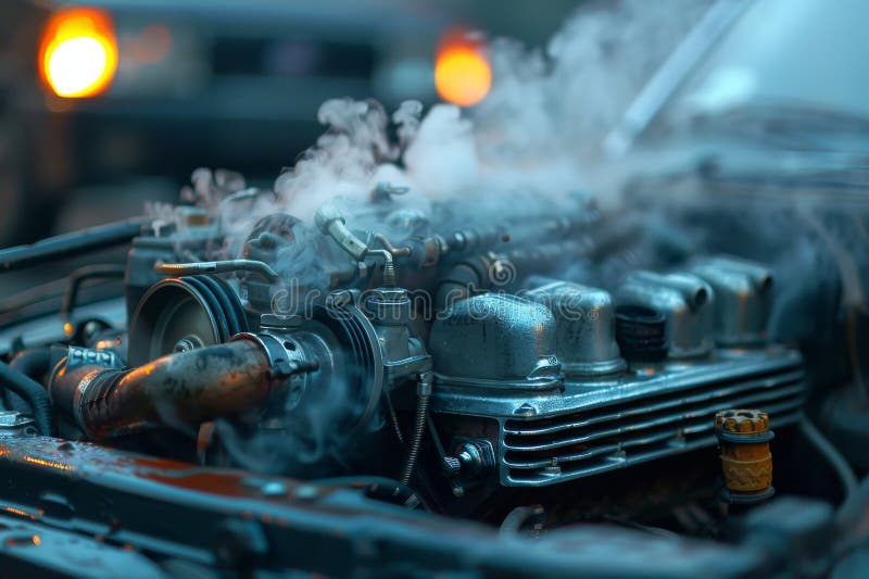 A Car Engine Overheating and Smoking, Symbolizing the Impact of Extreme ...