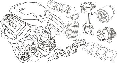 Car engine parts stock vector. Illustration of pump, vector - 22263358