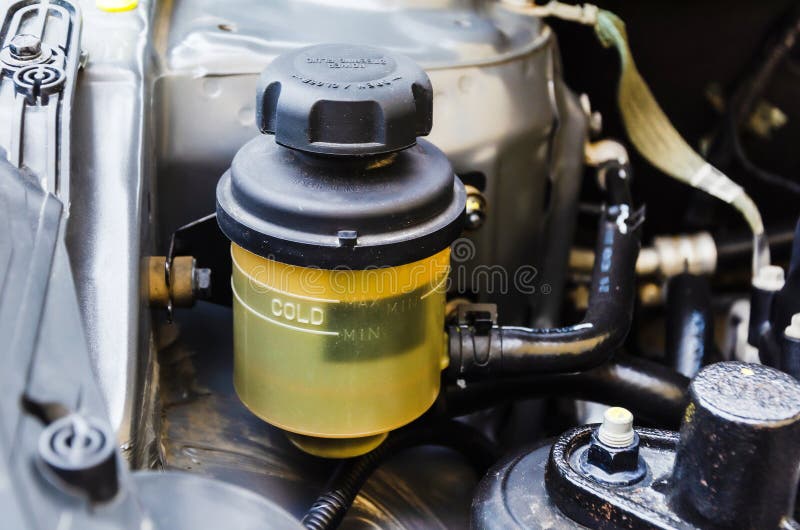 Car Engine Parts Close-up. Antifreeze Container Stock Image - Image of ...