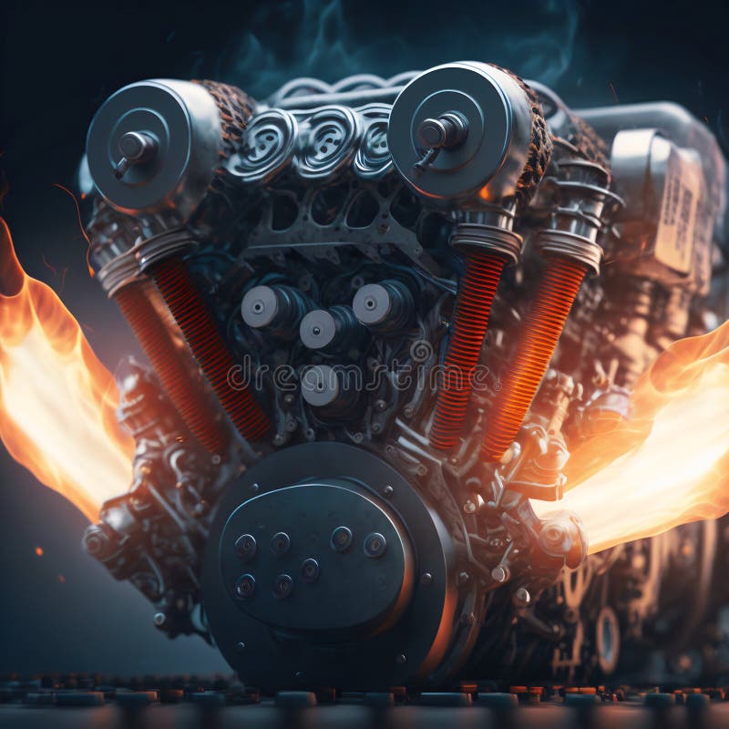 Car Engine Power Fire. Generative AI Stock Illustration - Illustration ...