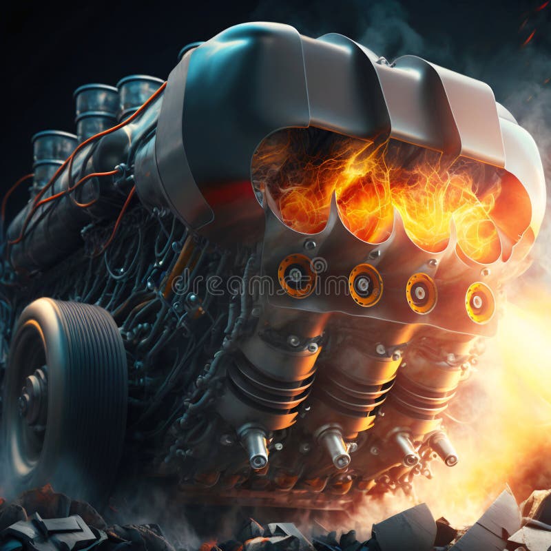 Car Engine Power Fire. Generative AI Stock Illustration - Illustration ...