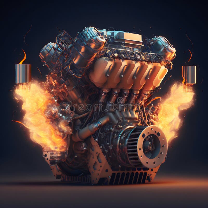 Car Engine Power Fire. Generative AI Stock Illustration - Illustration ...