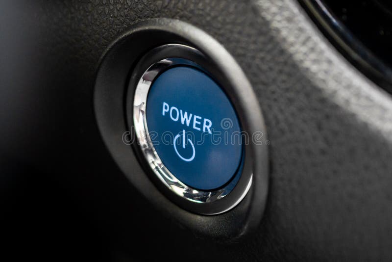 Car Engine Power Start Button Stock Photo - Image of hybrid, motor ...
