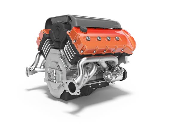 Car Engine Rear View 3d Render on White Background with Shadow Stock ...
