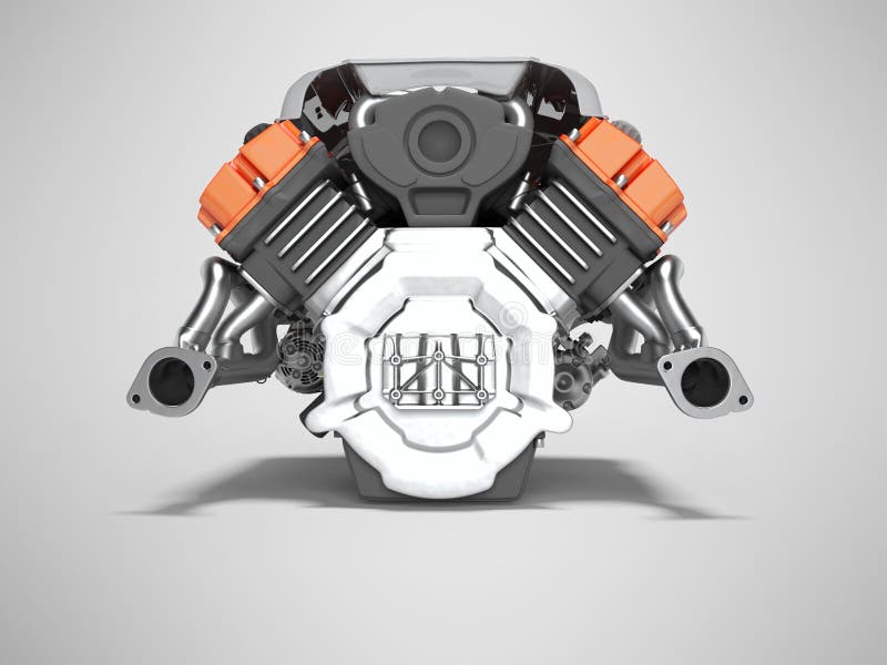 Car Engine Rear View 3d Render on White Background No Shadow Stock ...