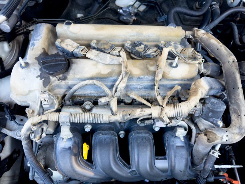 Car Engine after Remove the Cover Part for Checking and Examining the ...