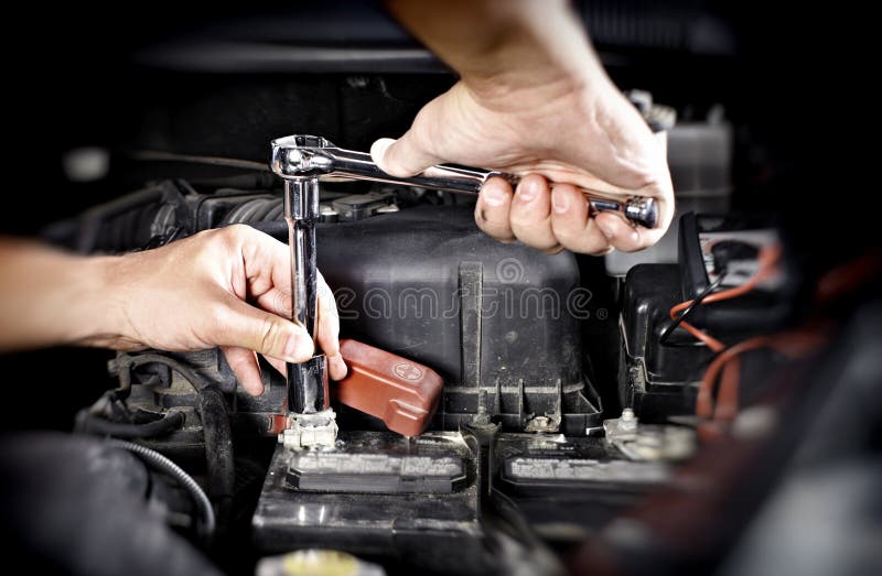 Car engine repair hands stock photo. Image of motor - 141782296