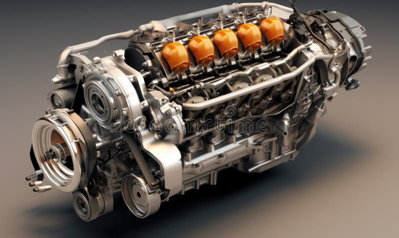Car Engine Revealing Internal Components and Mechanisms Stock ...