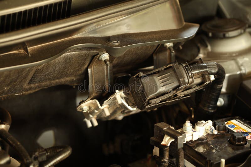 Car engine room scene. stock image. Image of gasoline - 128111531