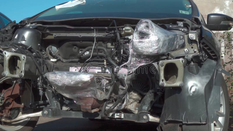 Car without Engine after a Serious Accident Stock Video - Video of ...