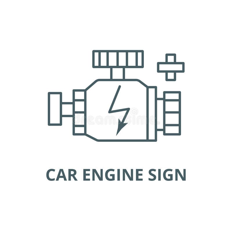 Car Engine Sign Line Icon, Vector. Car Engine Sign Outline Sign ...