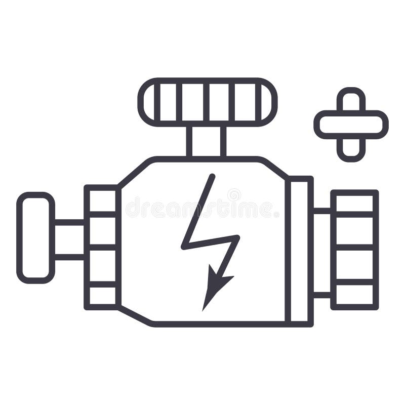 Car Engine Sign Line Icon, Vector. Car Engine Sign Outline Sign ...