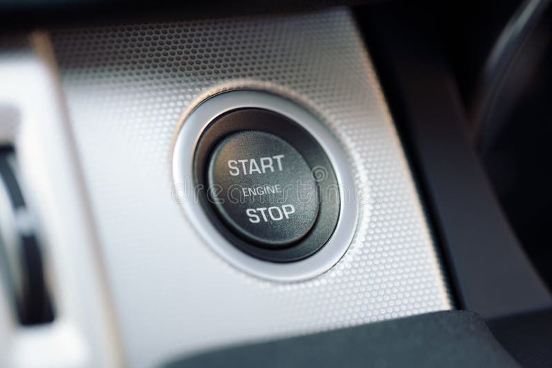 Car Engine Start and Stop Button on a Hybrid Car Stock Photo - Image of ...