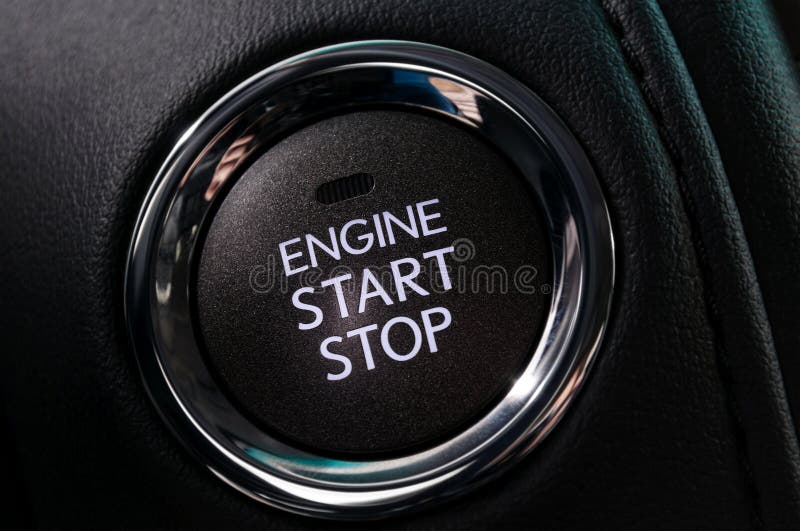 Car Engine Start and Stop Button. Stock Photo - Image of metallic ...