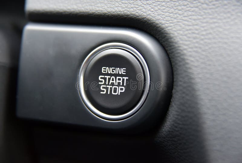 Start Stop Engine Button on a Modern Car Dashboard Stock Photo - Image ...